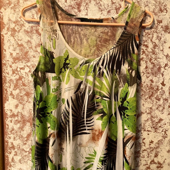 Carol Rose | Tops | Tank Top With Lace Back Green Cream And Black In ...